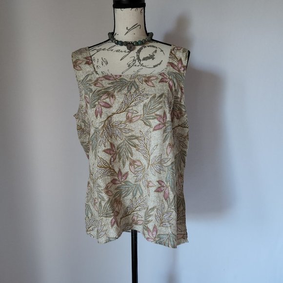 Cynthia Rowley | Tops | Nwt Cynthia Rowley 0 Linen Leaf Floral Print Tank Top Sleeveless ...